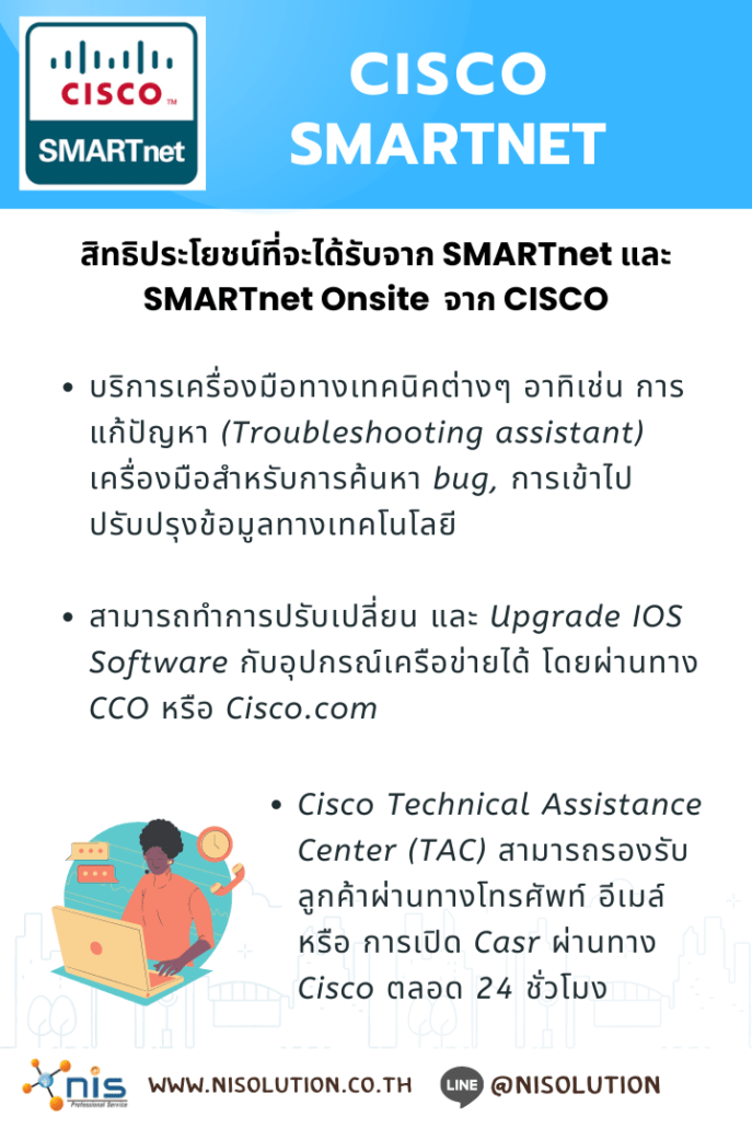 CISCO SMARTnet Cisco NIS รับติดตั้งระบบเน็ตเวิร์ค แบบครบวงจร ด้วยทีมงานมืออาชีพมี Certificate